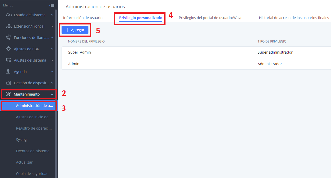 ¿Cómo crear perfiles de privilegios avanzados en UCM63XX de Grandstream ...
