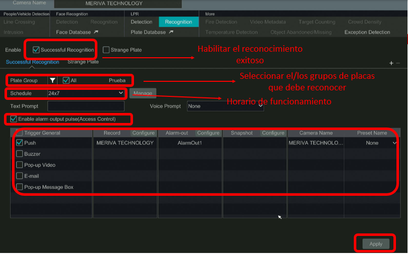 Configura el reconocimiento de placas en los NVR de la serie MAIN de Meriva Technology – Centro ...