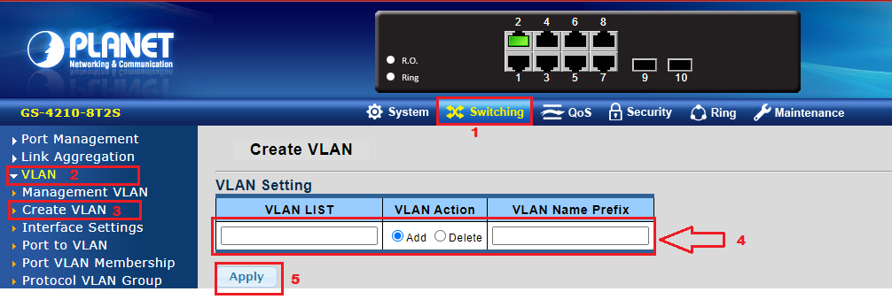 Configuración de VLANs en Switch Planet GS-4210-8T2S – Centro de Ayuda Tecnosinergia ...