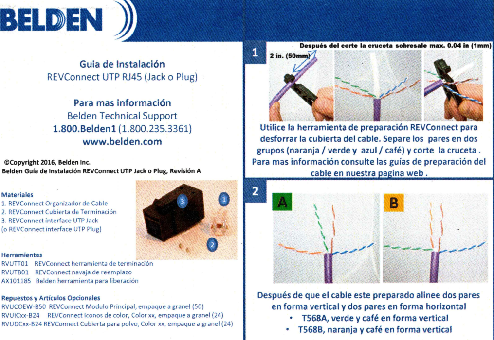 Guía de instalación para conectores RJ-45 REVConnect (Jack o plug ...
