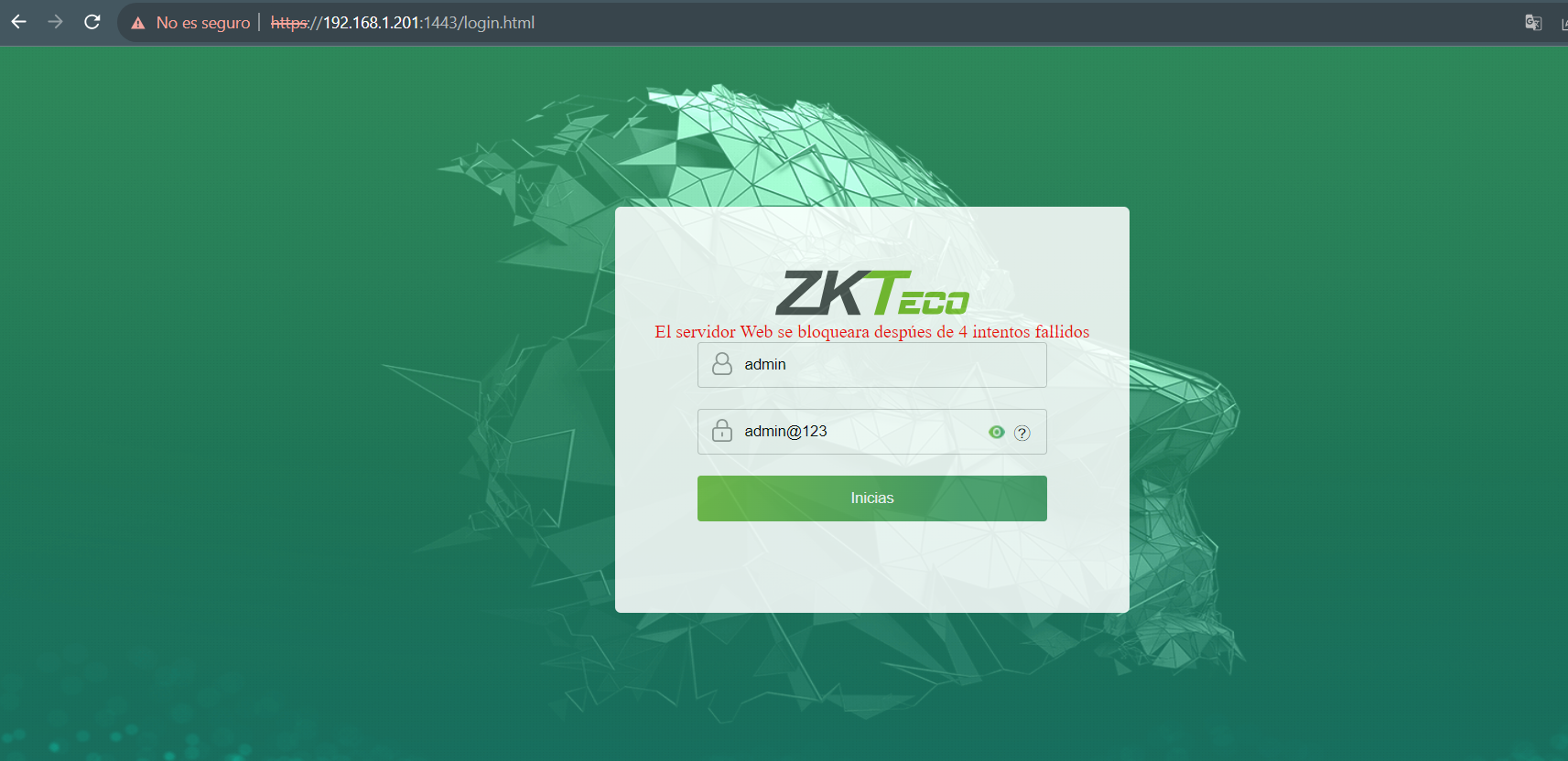 Acceso a la Interfaz Web del Control de Acceso ZKTECO PROMA-QR – Centro de Ayuda Tecnosinergia ...