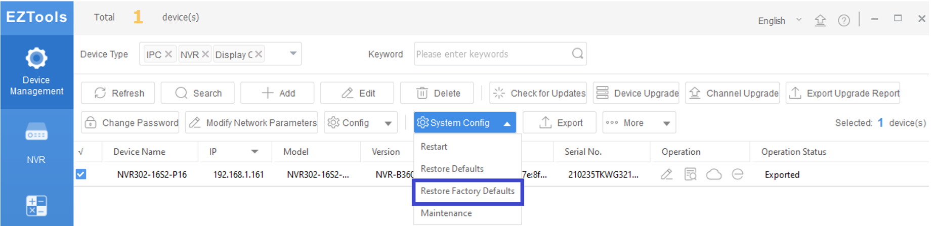 Como restablecer cámara o grabador UNV a valores de fábrica haciendo uso de EZTools 3.0 – Centro ...