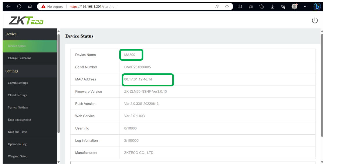 ¿Cómo ingresar a la Interfaz Web del equipo MA300 de ZKTeco? – Centro de Ayuda Tecnosinergia ...