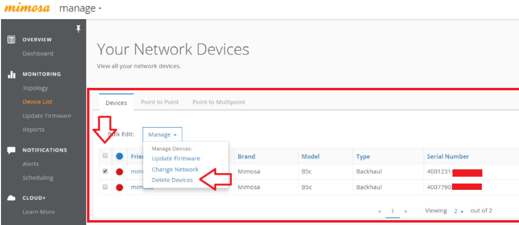 ¿Cómo eliminar los radios vinculados de la cuenta en mimosa Cloud? – Centro de Ayuda ...