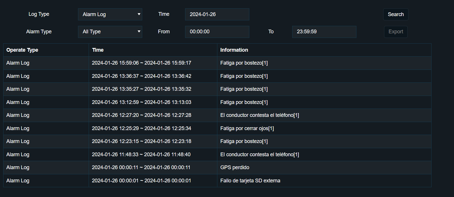 Verifica todas las alarmas de tu MDVR desde la interfaz web de Meriva Streamax – Centro de Ayuda ...