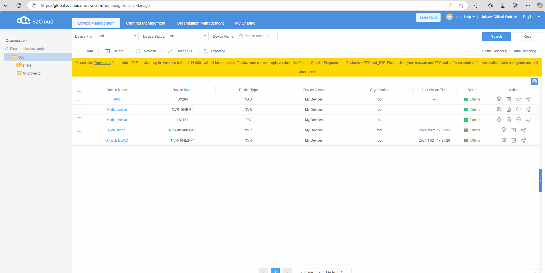Agrega el NAS de UNV a EZCloud – Centro de Ayuda Tecnosinergia - Tecnosinergia S. de R.L. de C.V ...