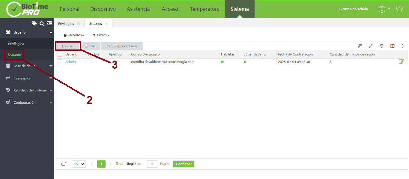 Cómo agregar un nuevo usuario a BioTime Pro – Centro de Ayuda ...