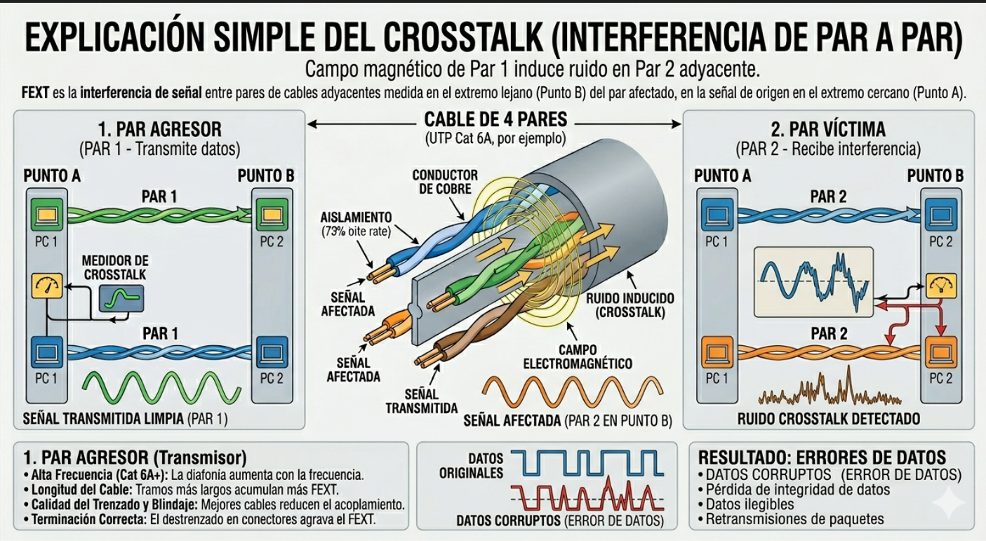 Crosstalk (NEXT, FEXT): qué es y por qué afecta el rendimiento de tu ...