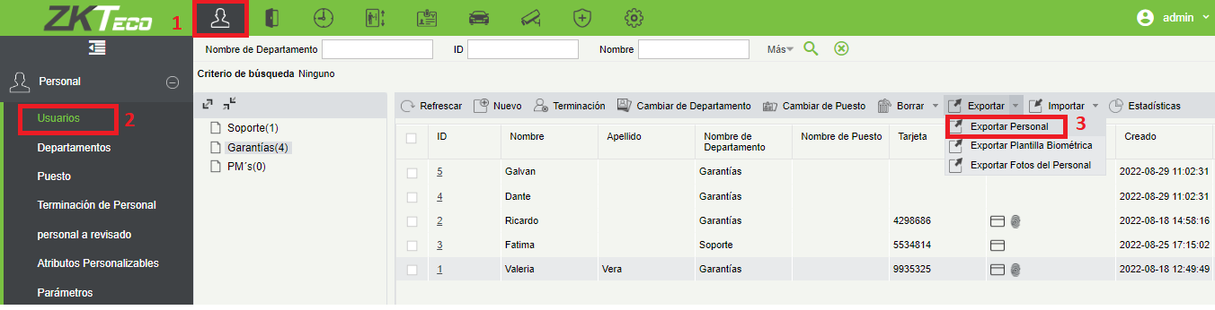 ¿Cómo realizar una exportación de plantillas de personal en el software ZKBioSecurity de ZKTeco ...
