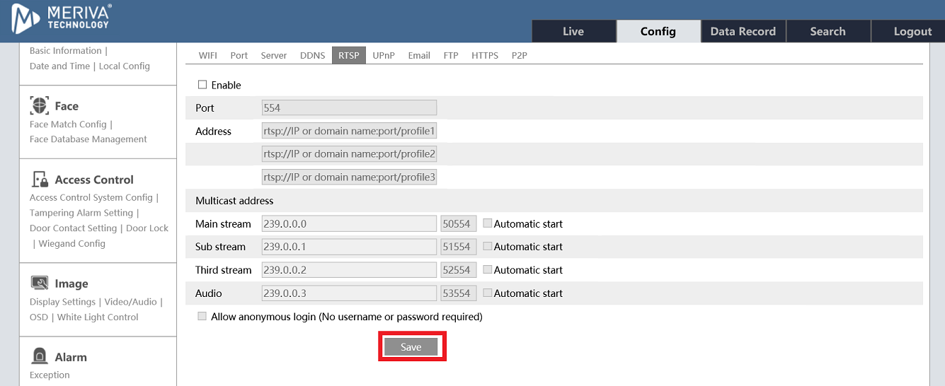 ¿Como obtener la ruta RTSP de control de acceso MAC-E2123 de Meriva? – Centro de Ayuda ...